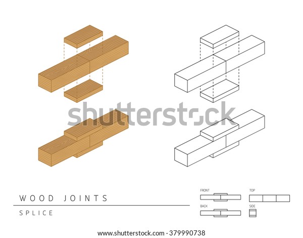 Type Wood Joint Set Splice Style Stock Vector (Royalty Free) 379990738