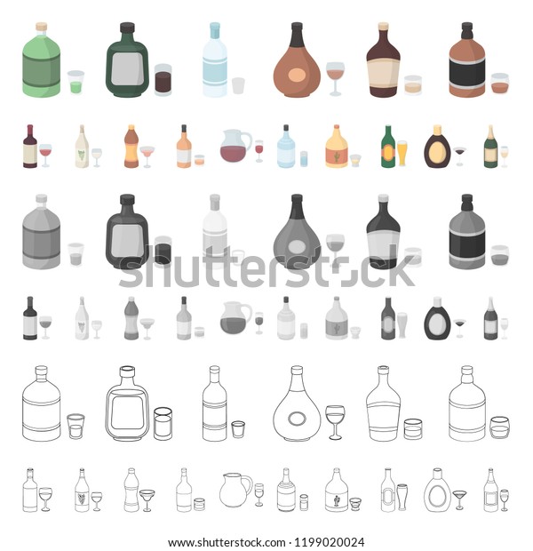 Types Alcohol Cartoon Icons Set Collection Stock Vector (Royalty Free ...
