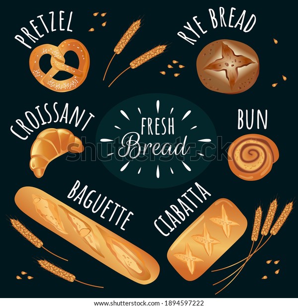 Types Bread Vector Set Illustrations Whole Stock Vector (Royalty Free ...