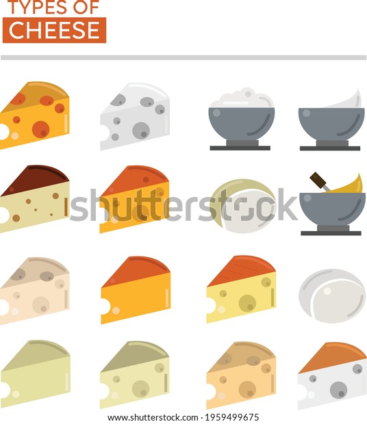 Types Cheeses Flat Images Icons Most Stock Vector (Royalty Free ...