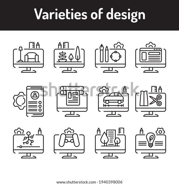 Types Design Color Line Icons Set Stock Vector (Royalty Free ...