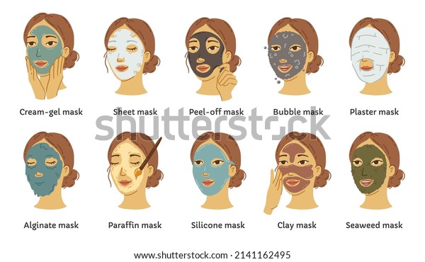 Types de masques cosmétiques différents infographie : image vectorielle ...