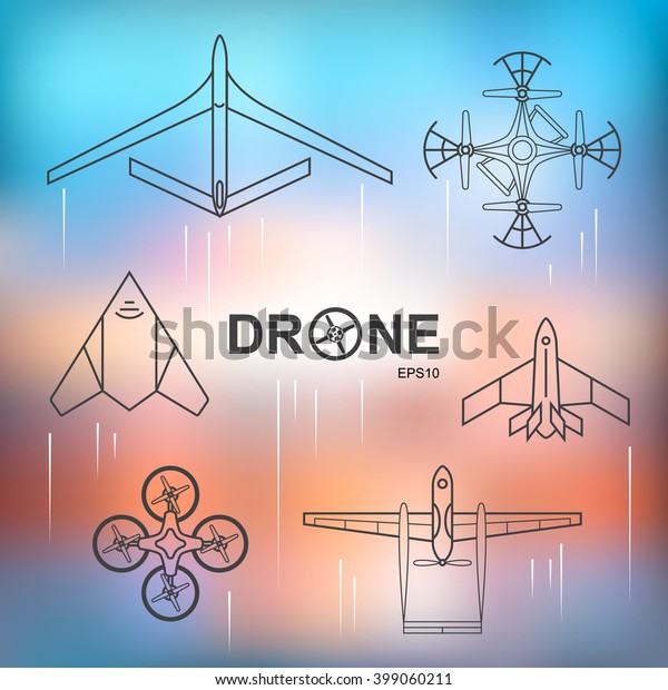 Types Drones On Blurred Background Vector Stock Vector (Royalty Free ...