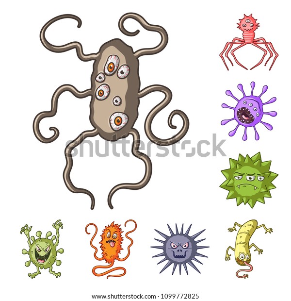 Types Funny Microbes Cartoon Icons Set Stock Vector (Royalty Free ...