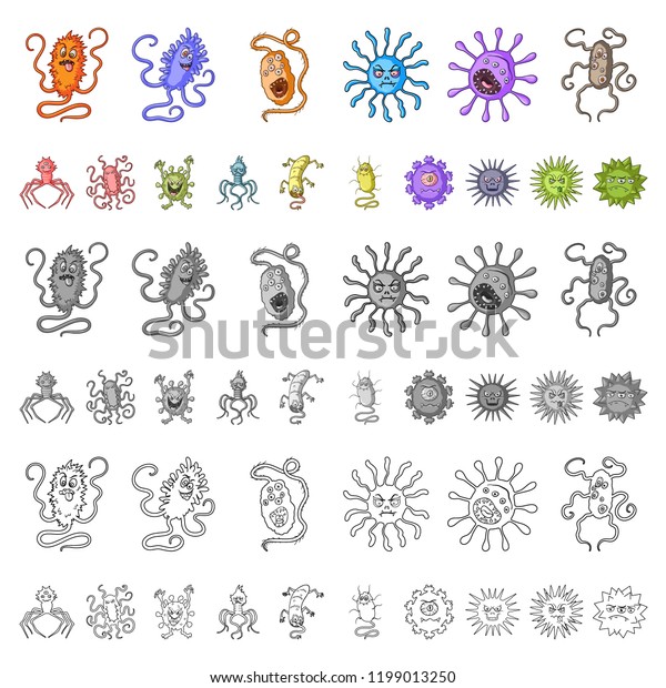 Types Funny Microbes Cartoon Icons Set Stock Vector (Royalty Free ...