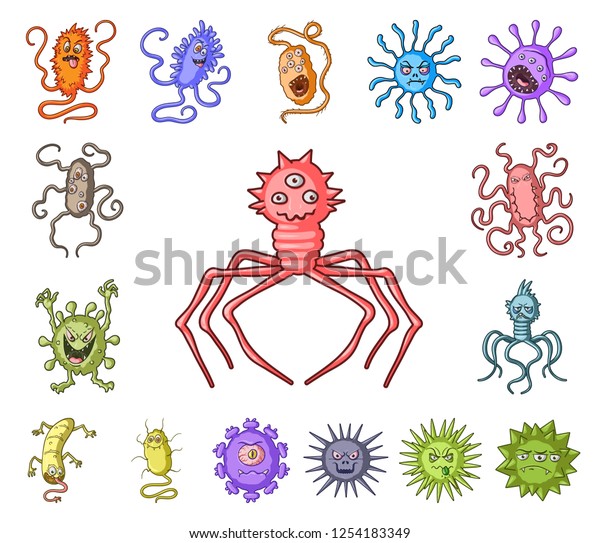 Types Funny Microbes Cartoon Icons Set Stock Vector (Royalty Free ...