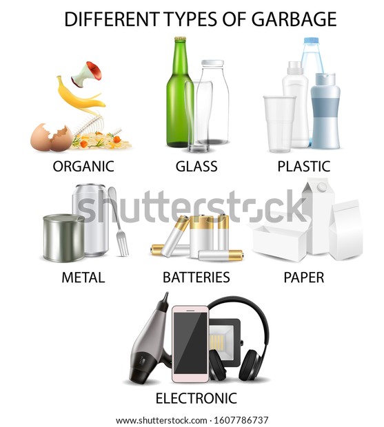 Types Garbage Vector Illustration Isolated On Stock Vector (Royalty ...
