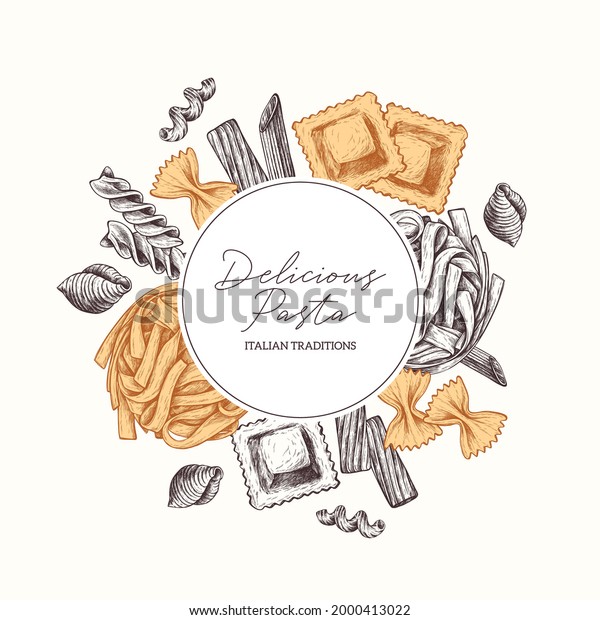 Types Italian Pasta Design Template Vector Stock Vector (Royalty Free ...