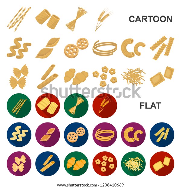 Types Pasta Cartoon Icons Set Collection Stock Vector (Royalty Free ...
