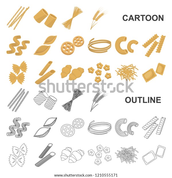 Types Pasta Cartoon Icons Set Collection Stock Vector (Royalty Free ...