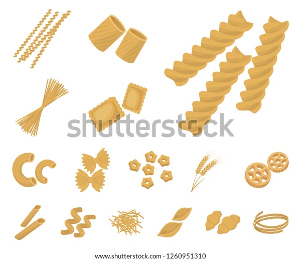 Types Pasta Cartoon Icons Set Collection Stock Vector (Royalty Free ...