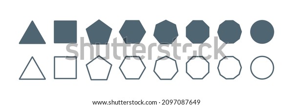 Types Polygon Geometry Mathematical Figures Outline Stock Vector ...