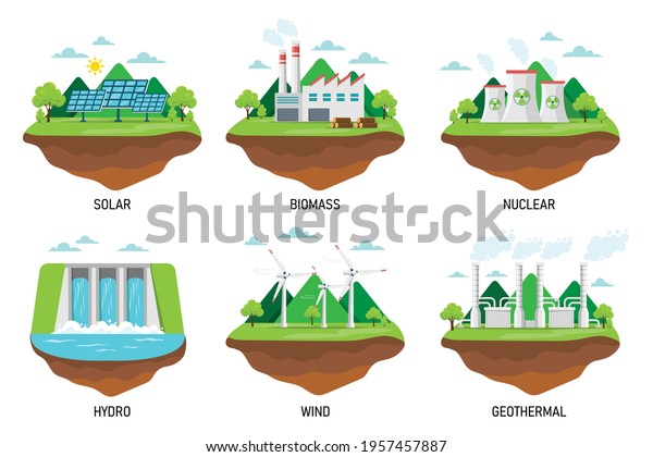 Types Renewable Energy Sources Alternative Energy: เวกเตอร์สต็อก (ปลอด ...
