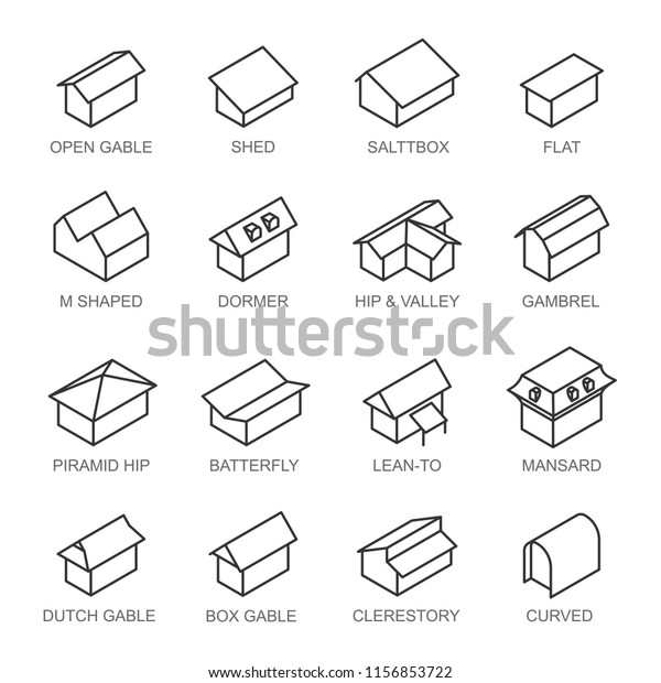 Types Roofs Icons Vector Set Isolated 库存矢量图（免版税）1156853722 | Shutterstock