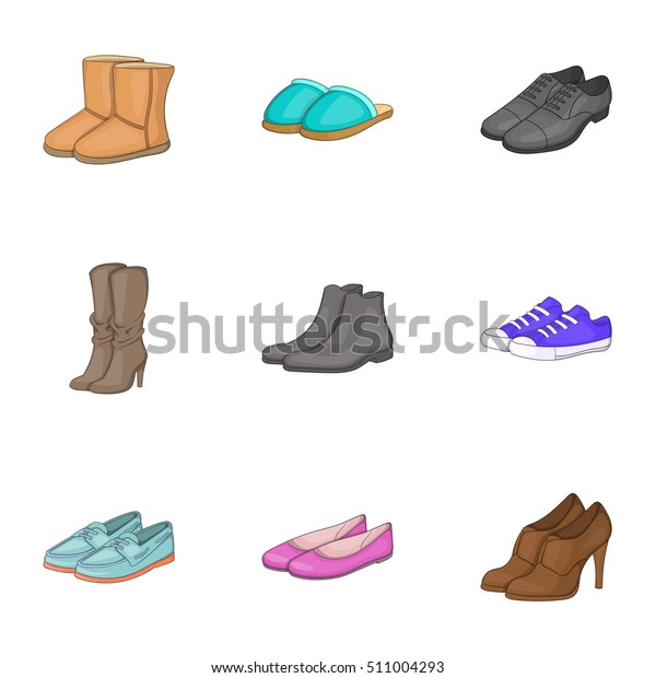 Types Shoes Icons Set Cartoon Illustration Stock Vector (Royalty Free ...