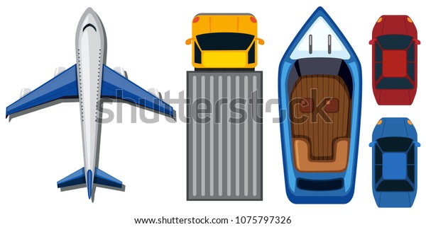 Types Transportation Top View Illustration Stock Vector (Royalty Free ...