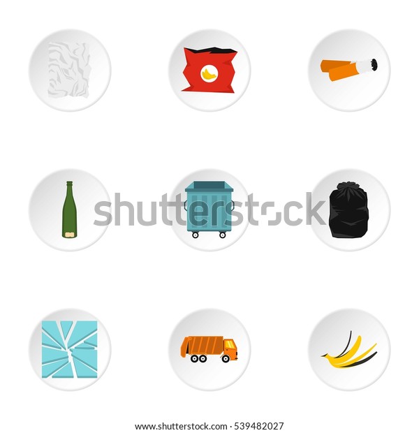 Types Waste Icons Set Flat Illustration Stock Vector (Royalty Free ...