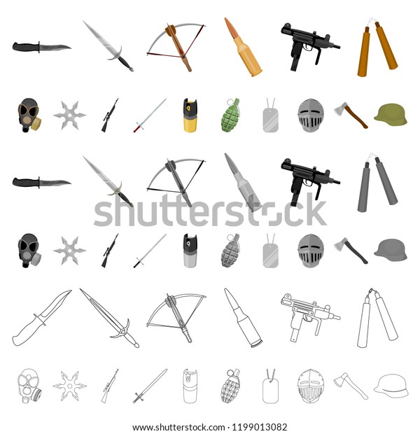 Types Weapons Cartoon Icons Set Collection Stock Vector (Royalty Free ...