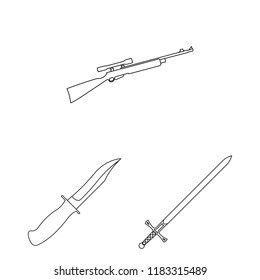 Types Weapons Outline Icons Set Collection Stock Vector (Royalty Free ...