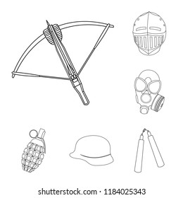 Types Weapons Outline Icons Set Collection Stock Vector (Royalty Free ...