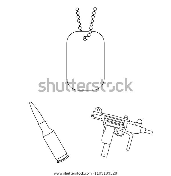 Types Weapons Outline Icons Set Collection Stock Vector (Royalty Free ...