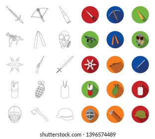 Types Weapons Outlineflat Icons Set Collection Stock Vector (Royalty ...