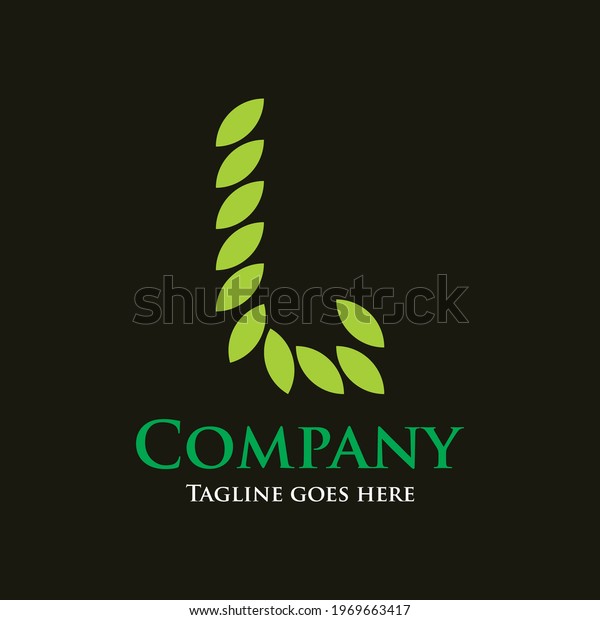 Typhography Letter L Leaf Shaped Initial Stock Vector (Royalty Free ...