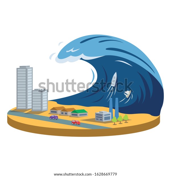 Typhoon Cartoon Vector Illustration Tsunami High Stock Vector (Royalty ...