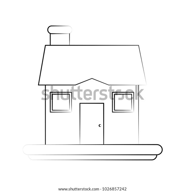 Typical Cartoon House Draw Stock Vector (Royalty Free) 1026857242 ...