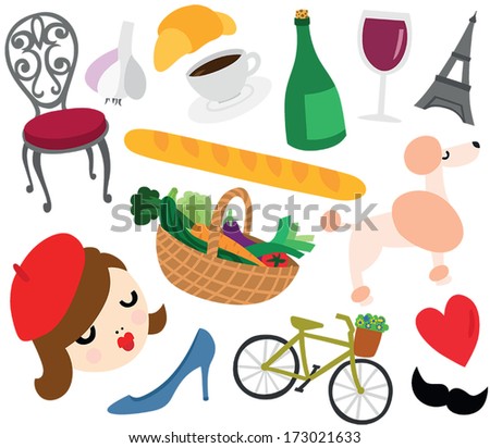 Typical French Things Set Stock Vector (Royalty Free) 173021633 ...