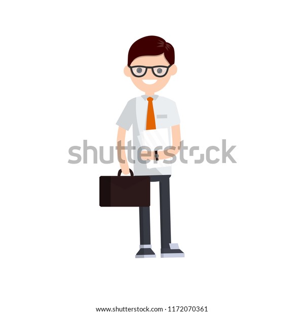 Typical Office Nerd Worker White Shirt Stock Vector (Royalty Free ...