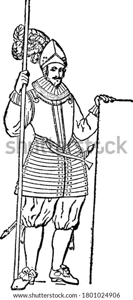 Typical Representation Infantry Pikeman Soldier Armed: เวกเตอร์สต็อก ...