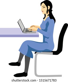 Typing Computer Woman Vector Illustration Stock Vector (Royalty Free ...