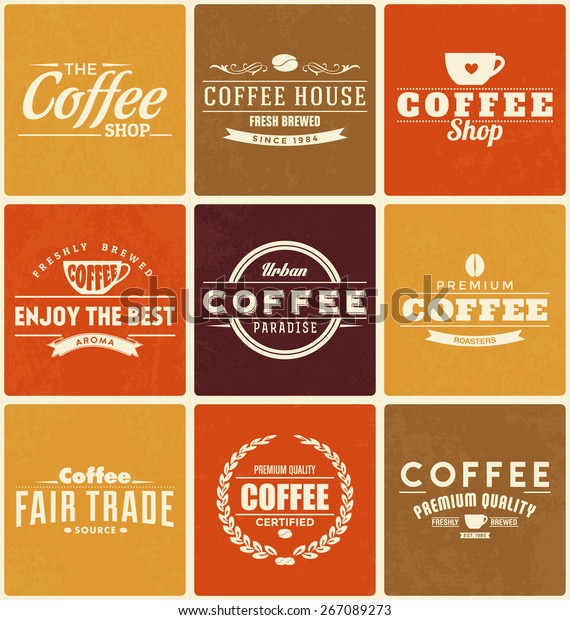 Typographic Coffee Themed Label Design Set Stock Vector (Royalty Free ...