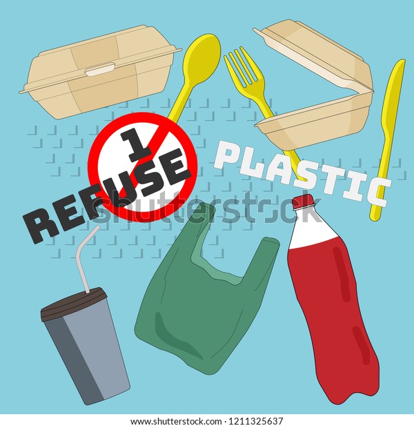 Typographic Design Outline Flat Symbols Singleuse Stock Vector (Royalty ...