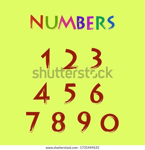 Typography Artistic Numbers Calligraphy Look Stock Vector (Royalty Free ...