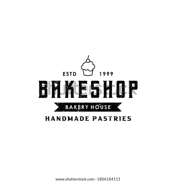 Typography Bake Shop Logo Design: เวกเตอร์สต็อก (ปลอดค่าลิขสิทธิ์ ...