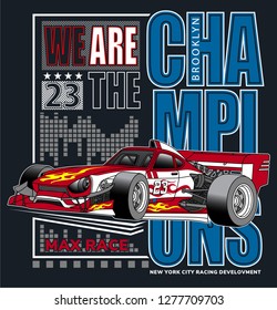 Typography Car Racingvector Design Illustration Stock Vector (Royalty ...