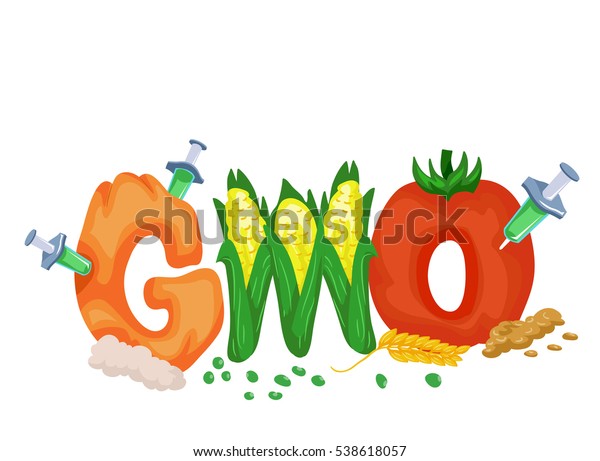 Typography Illustration Featuring Acronym Gmo Drawn: vetor stock (livre ...