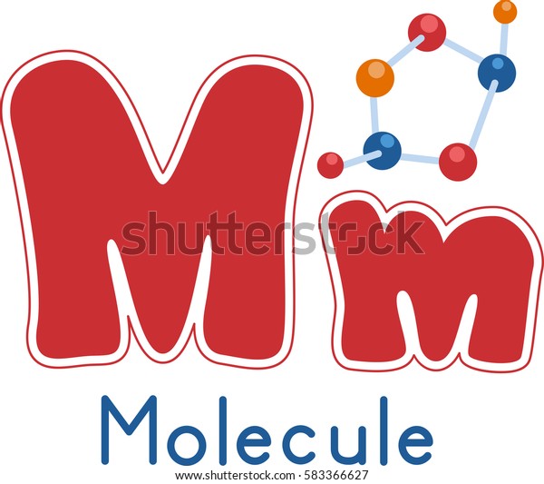 Typography Illustration Featuring Letter M Molecular 스톡 벡터(로열티 프리 ...
