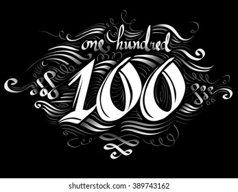 Typography Illustration Featuring Number 100 Written Stock Vector ...