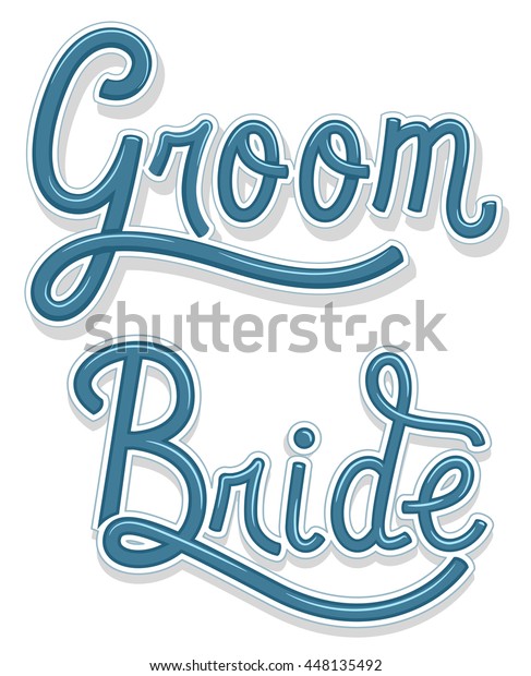 Typography Illustration Featuring Words Groom Bride Stock Vector ...