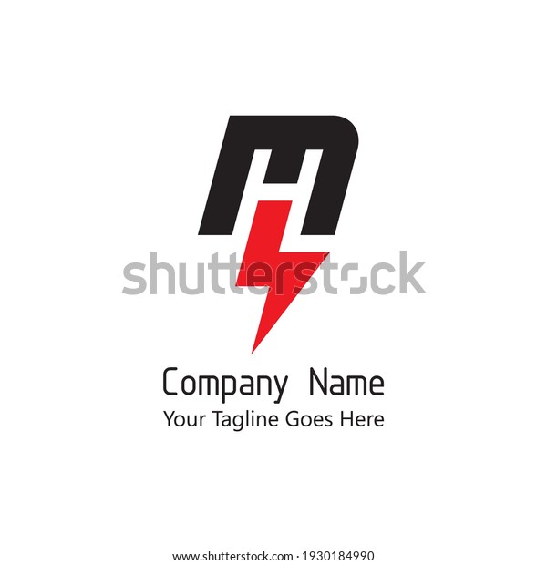 Typography Letter M Electric Power Energy Stock Vector (Royalty Free ...