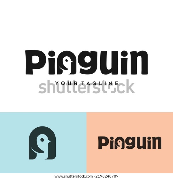 Typography Logo Penguin Design Inspiration Stock Vector (Royalty Free ...