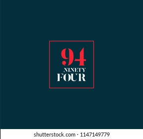 Typography Ninety Four Digit 94 Logo Stock Vector (Royalty Free ...