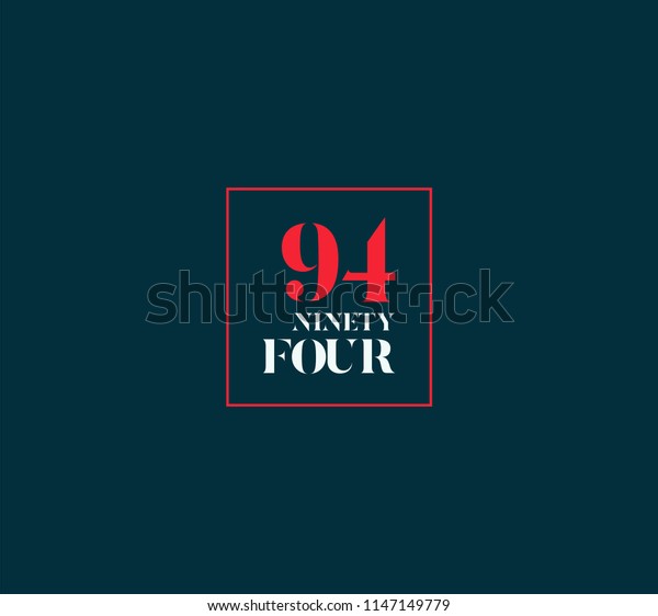Typography Ninety Four Digit 94 Logo Stock Vector (Royalty Free ...
