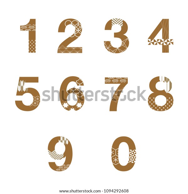 Typography Number Design Japanese Pattern Vector Stock Vector (Royalty ...