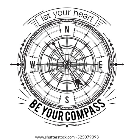 Typography Poster Vintage Compass Hand Drawn Stock Vector (Royalty Free ...