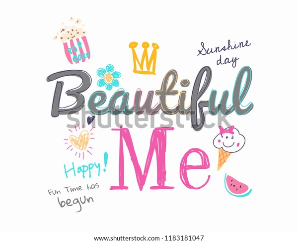 Typography Slogan Cute Icons Stock Vector (Royalty Free) 1183181047