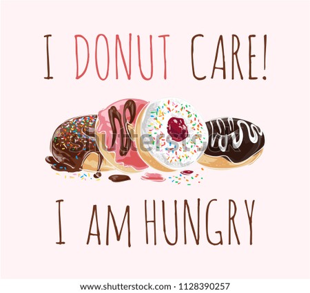 Typography Slogan Donuts Illustation Vector de stock (libre de regalías ...